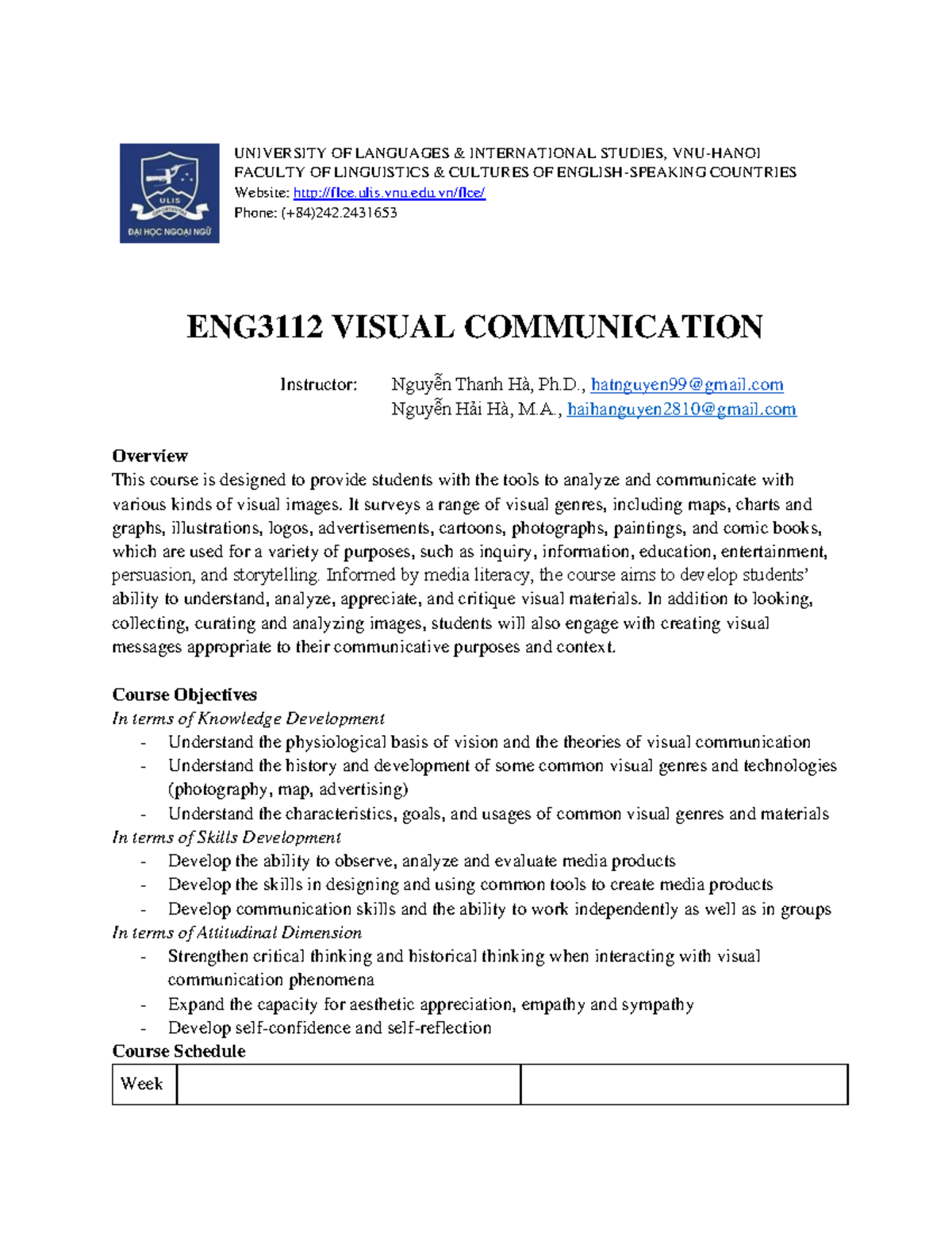 ENG3112 Visual Communication Syllabus - University of Languages ...