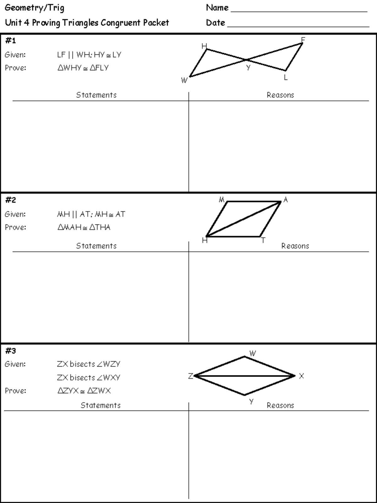 632638747 Proofs Homework Packet: Triangle Congruence - Studocu