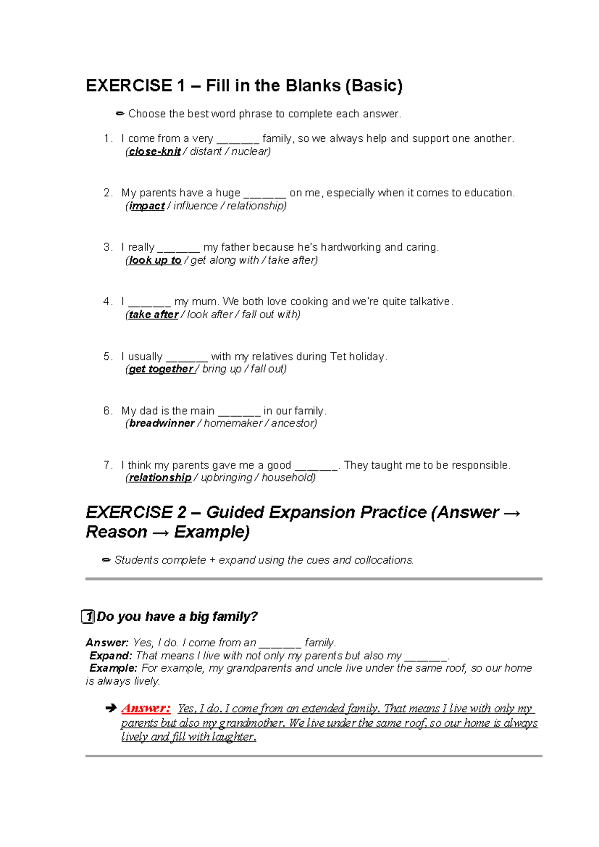 Btap 1: Fill in the Blanks & Guided Expansion Practice (Basic) - Studocu