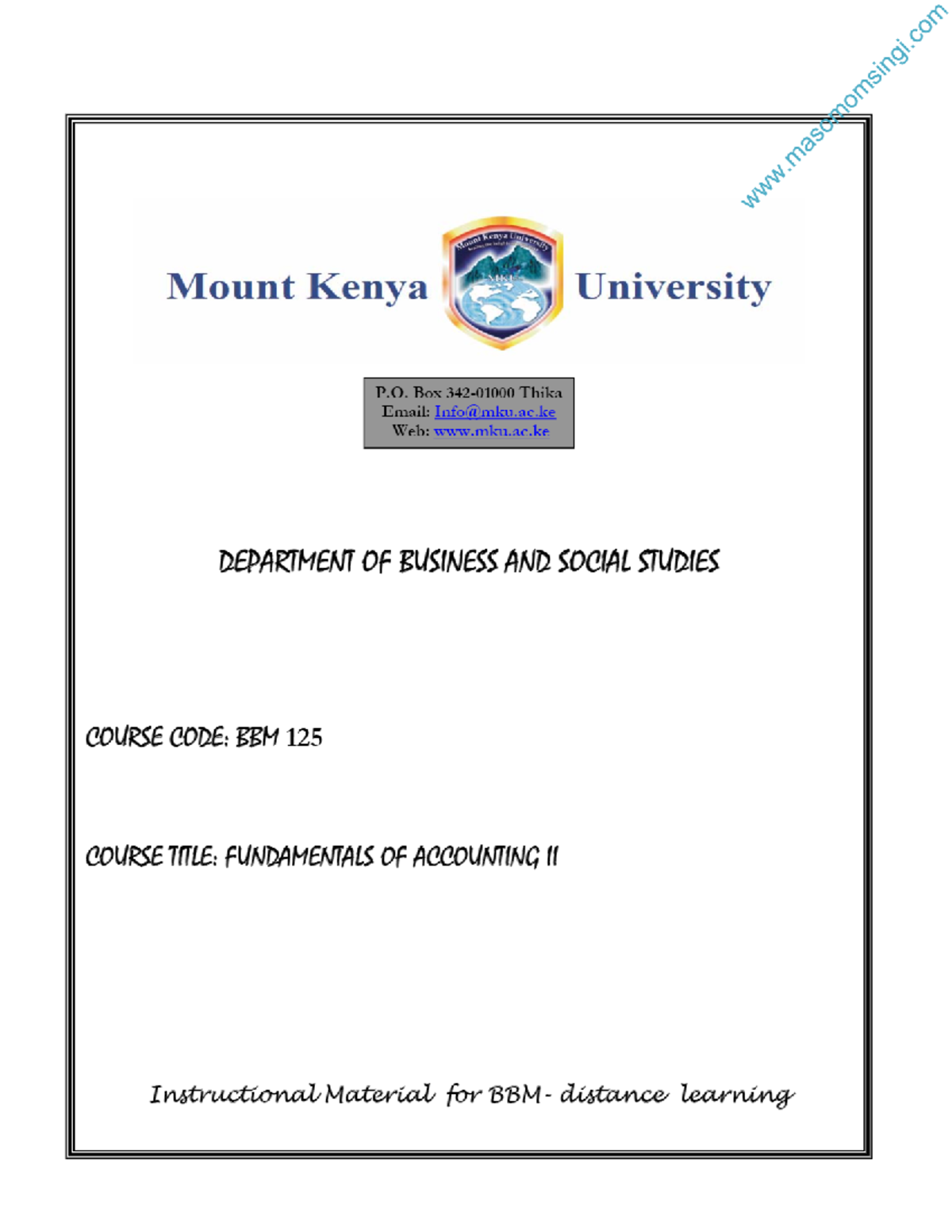 Fundamentals of Accounting 2: Key Concepts and Principles - Studocu