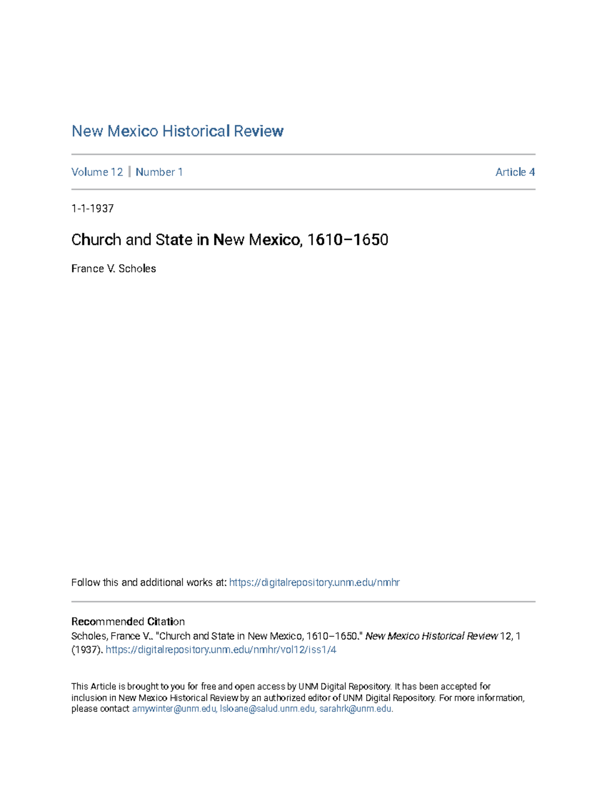 Church and State in New Mexico 1610 1650 - New Mexico Historical ...