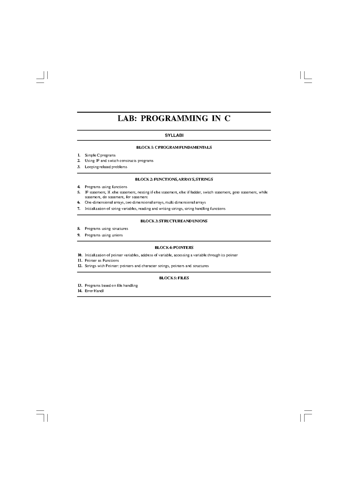 CP LAB: Practical Exercises on C Programming Fundamentals - Studocu