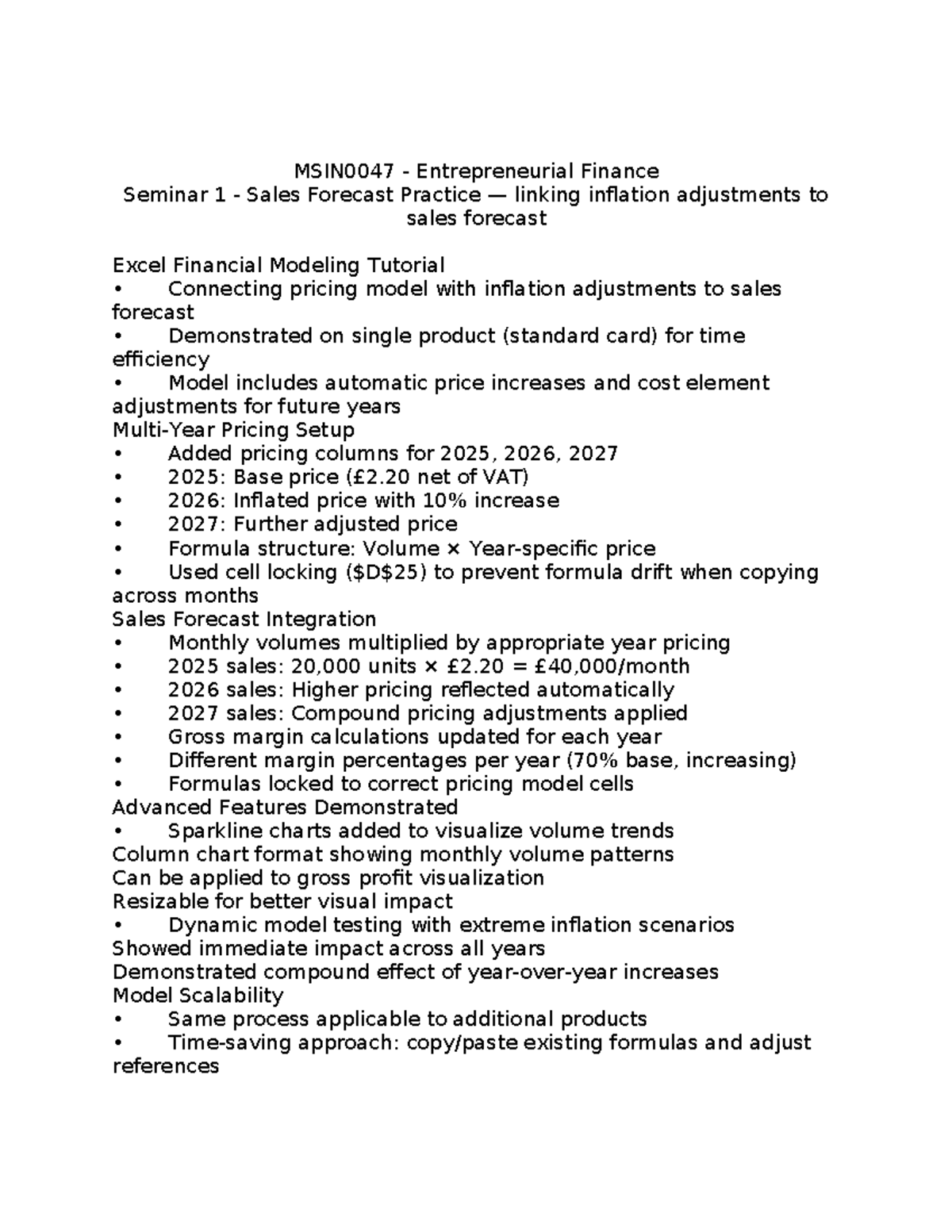 MSIN0047 - Seminar 1: Sales Forecast Practice with Inflation ...