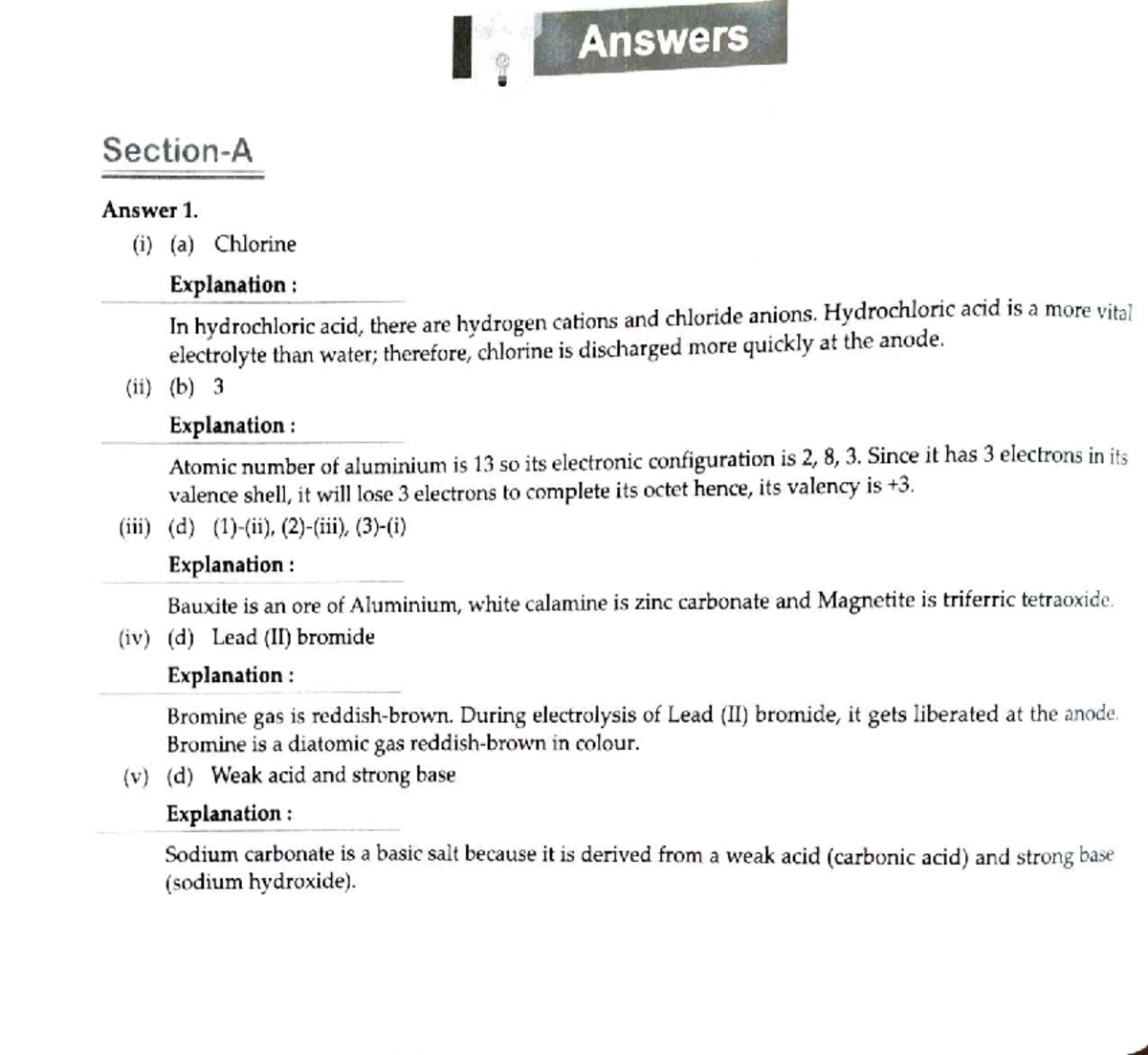 Chemistry Sample Paper 3 - Practice Set Answers - Studocu