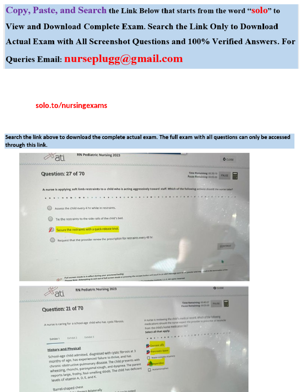 Pass ATI RN Pediatric Nursing 2023-2026 Proctored Exam with NGN: All 70 ...