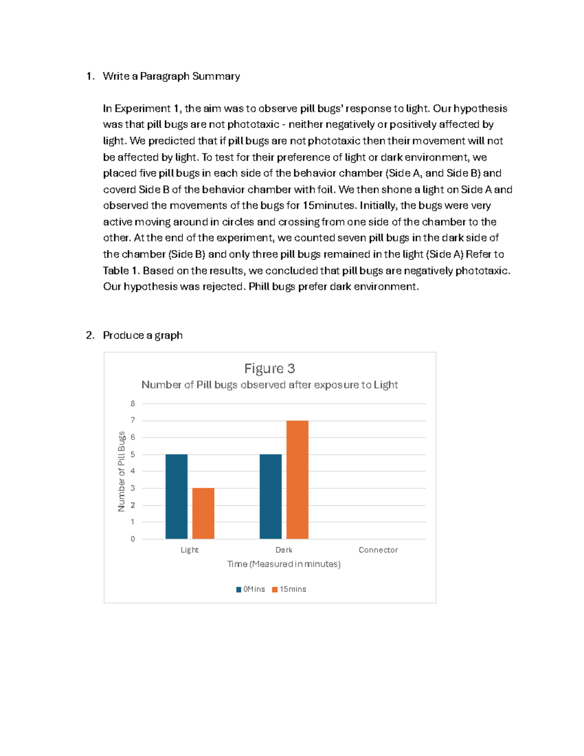 General Biology Lab: Experiment 1 - Pill Bug Light Response Summary ...