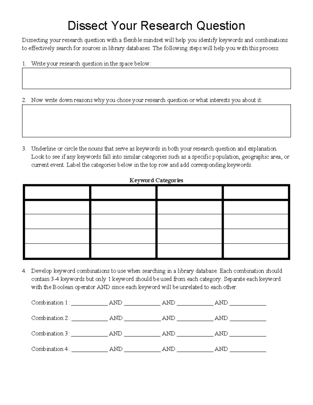 Rhetoric Worksheet: Dissecting Your Research Question (Spring 2025 ...