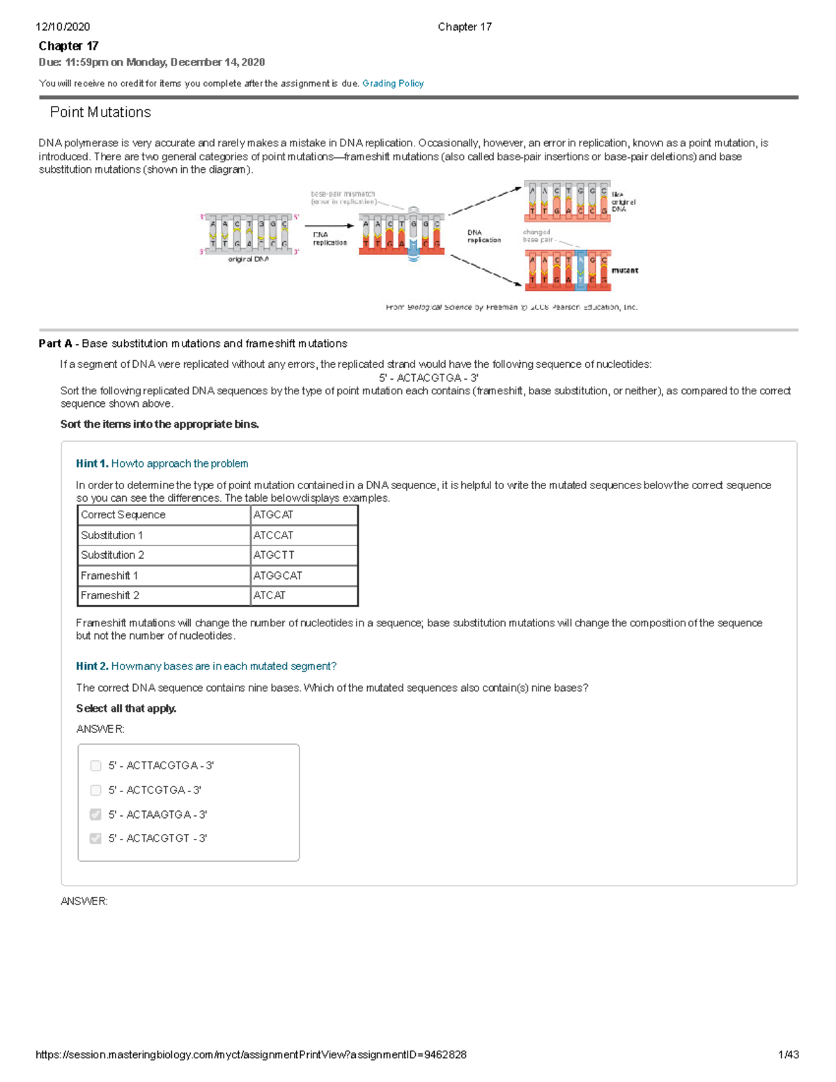 Mastering biology Chapter 17 - Chapter 17 Due: 11:59pm on Monday ...