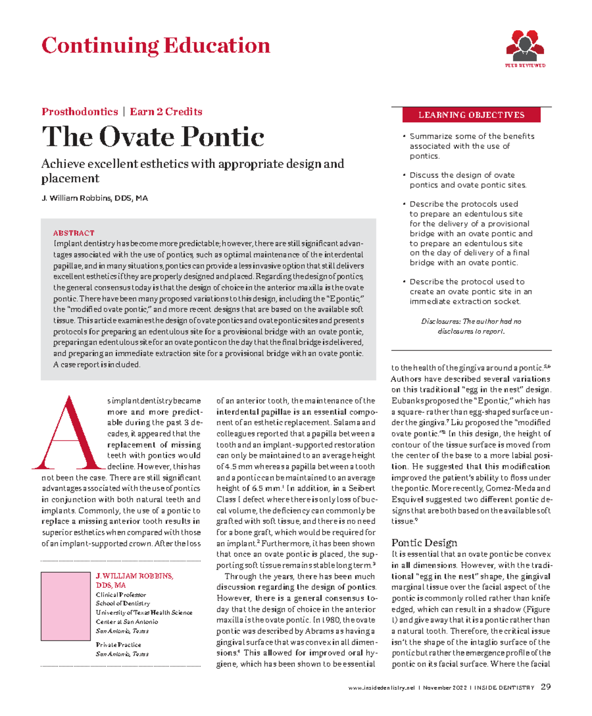 Continuing Education in Prosthodontics: The Ovate Pontic Design ...