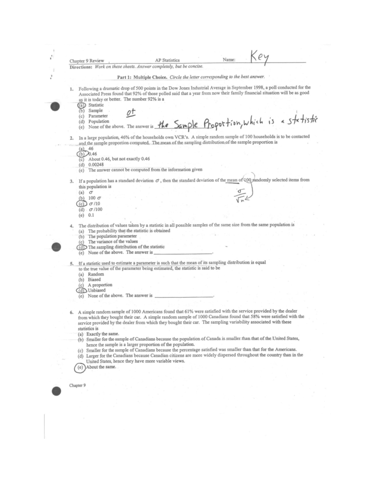 Chapter 9 Review KEY - Practice Test Unit 9 - STAT100 - Studocu