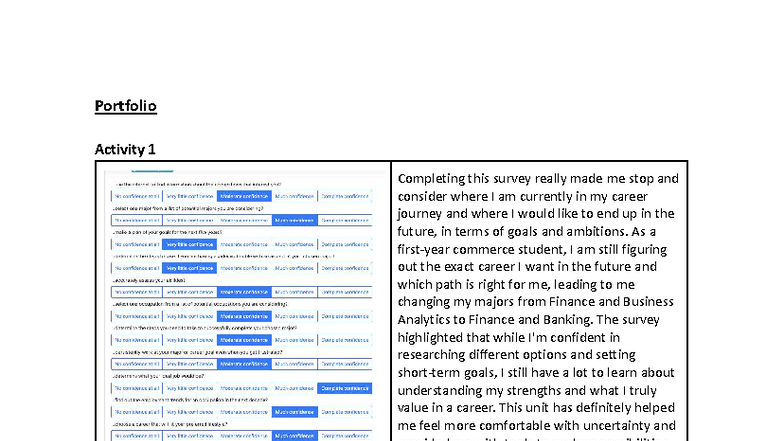 Portfolio Activity 1: Career Reflection and Future Planning - Studocu