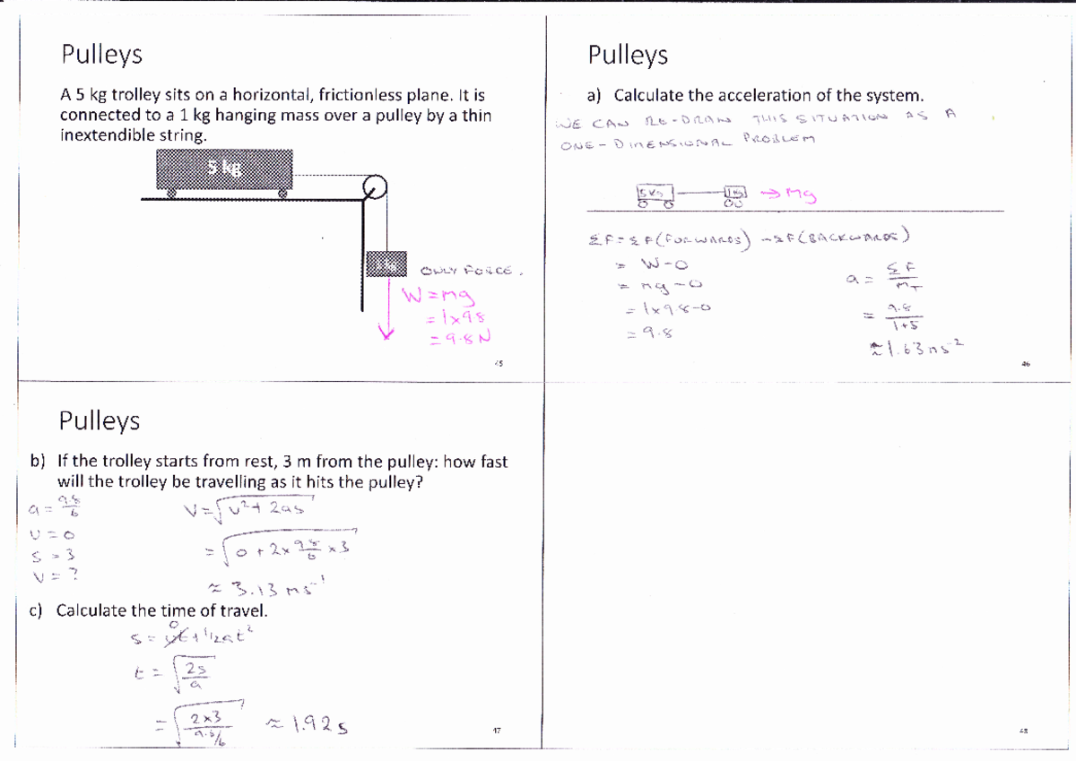 Forces Notes - Detailed Study on Pulleys and Lift Problems - Studocu
