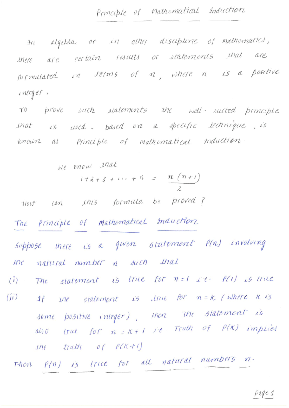 Principle of Mathematical Induction: A Comprehensive Guide - Studocu