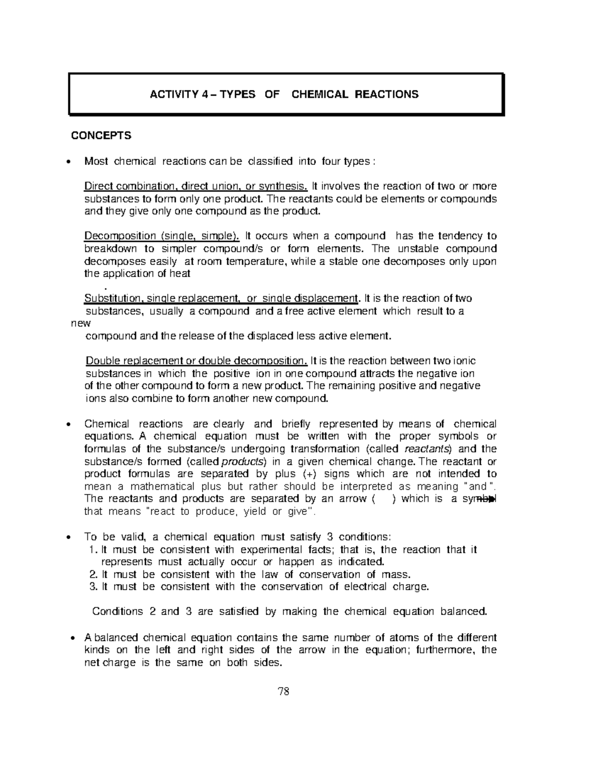 Types of Chemical Reactions - Exercise 3 (Chem 101) - Studocu