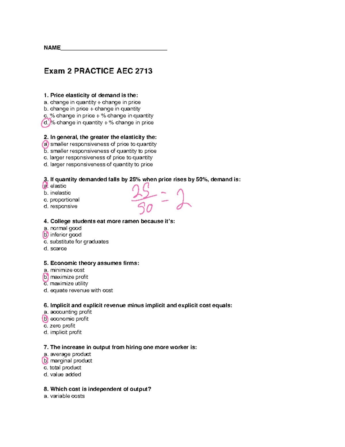 AEC 2713 Exam 2 Practice: Key Concepts & Sample Questions - Studocu