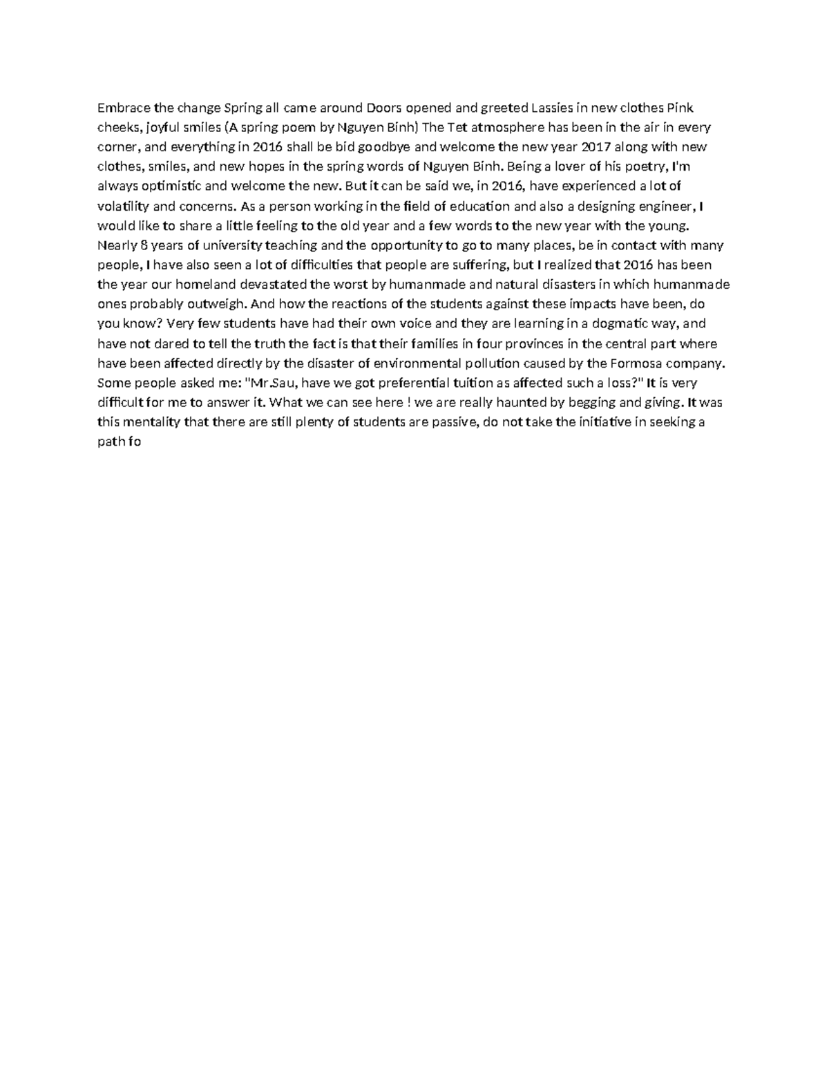 Spring Reflections: Embracing Change and New Beginnings (2016-2017 ...