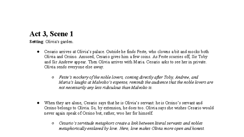 Twelfth Night - Act 3 Summary and Analysis - Studocu