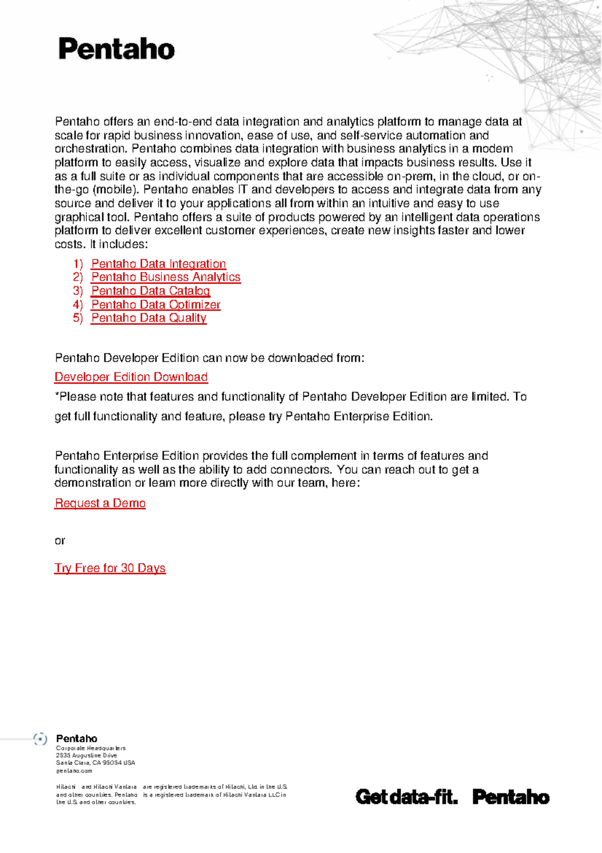 Pentaho data integration and analytics platform overview - Studocu