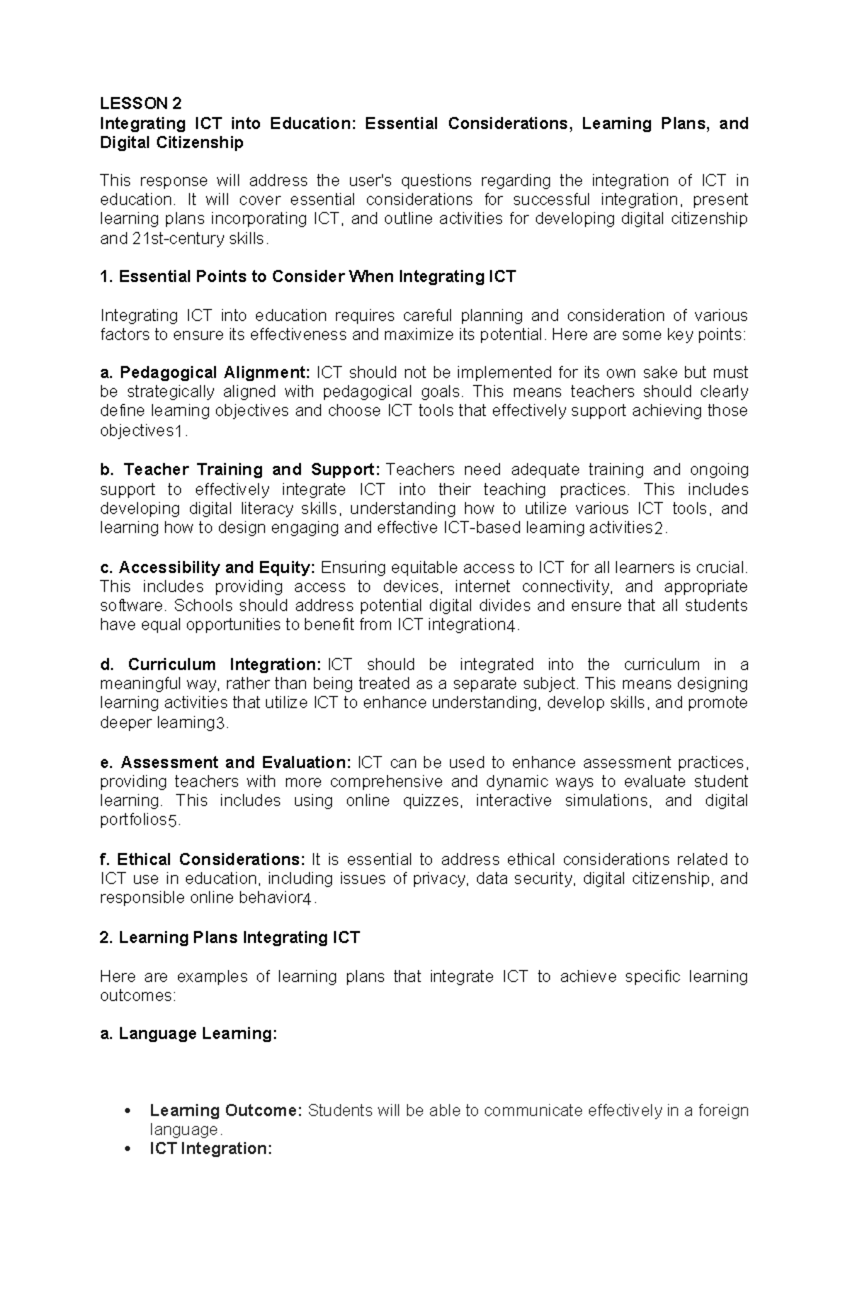 Lesson 2 Integrating ICT IN Education - LESSON 2 Integrating ICT into ...