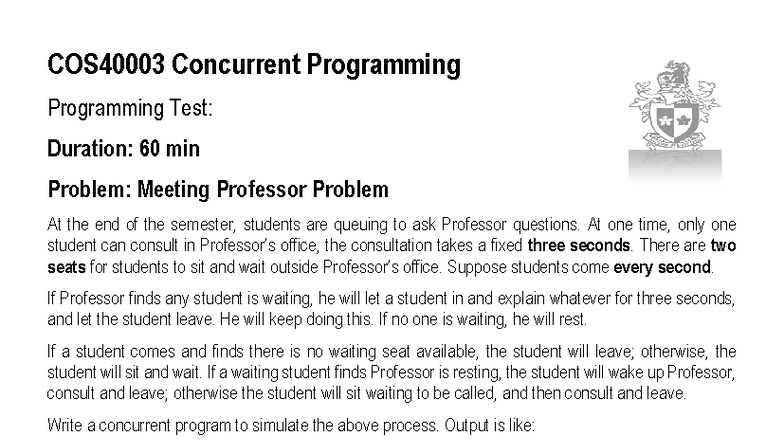 Concurrent Programming Test: Simulating Student Consultations ...