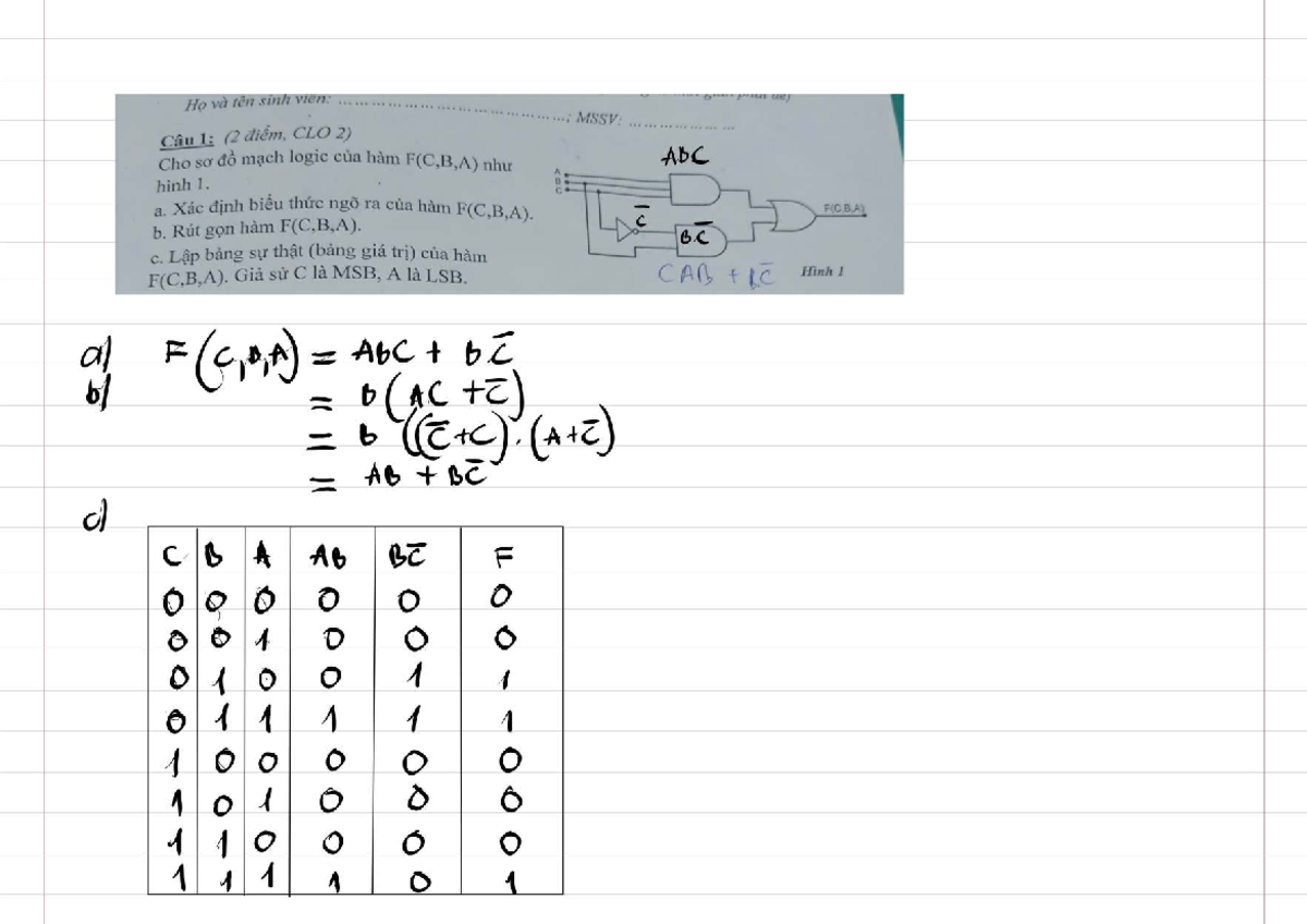 KTXS De1 - Logic Circuit Analysis and Boolean Functions - Studocu