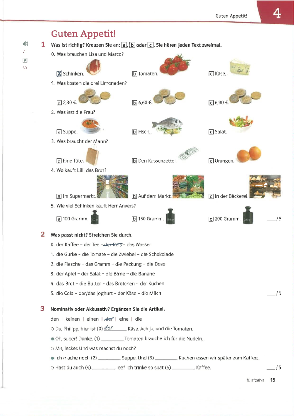 Guten Appetit! 4 - Test 4 Fragen und Antworten zur Hörverstehensübung ...