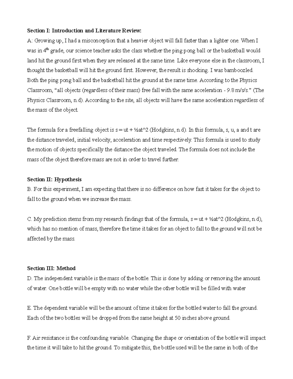 Lab - WGU C683 Natural Science Lab Task 1 - Section I: Introduction and ...