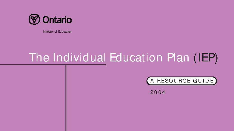 IEP Resource Guide: Developing Individual Education Plans (IEP) - Studocu