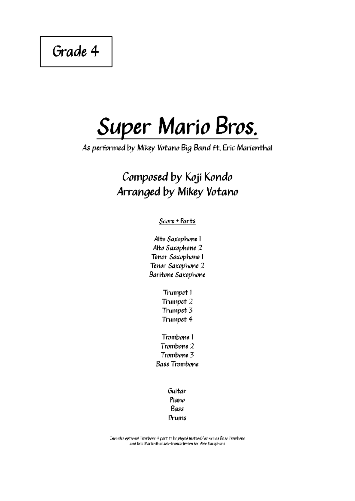 Super Mario Bros Grade 4 Score Parts - - Studocu