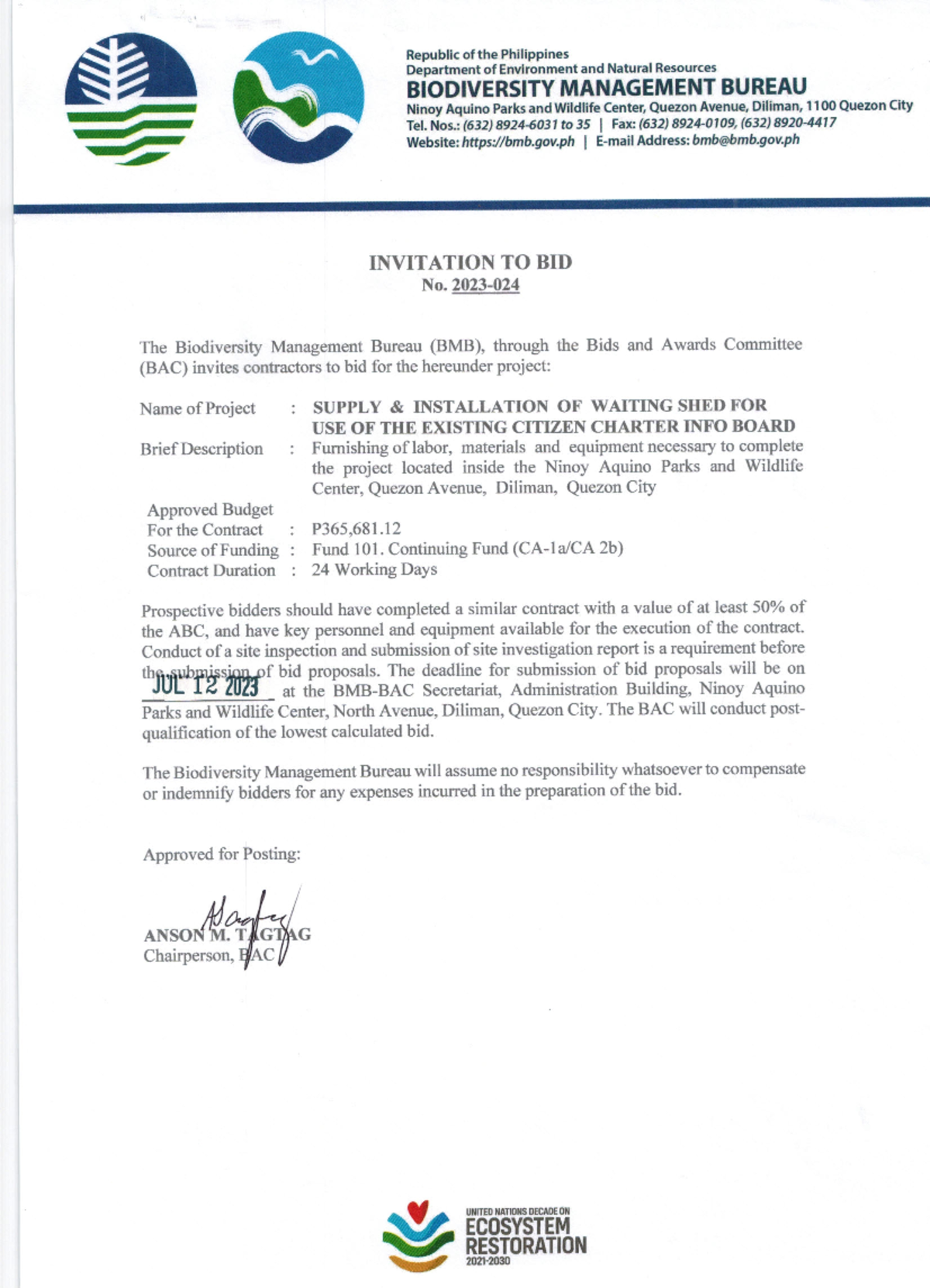 ITB 2023-024 - Project Proposal: Design and Implementation of Waiting ...