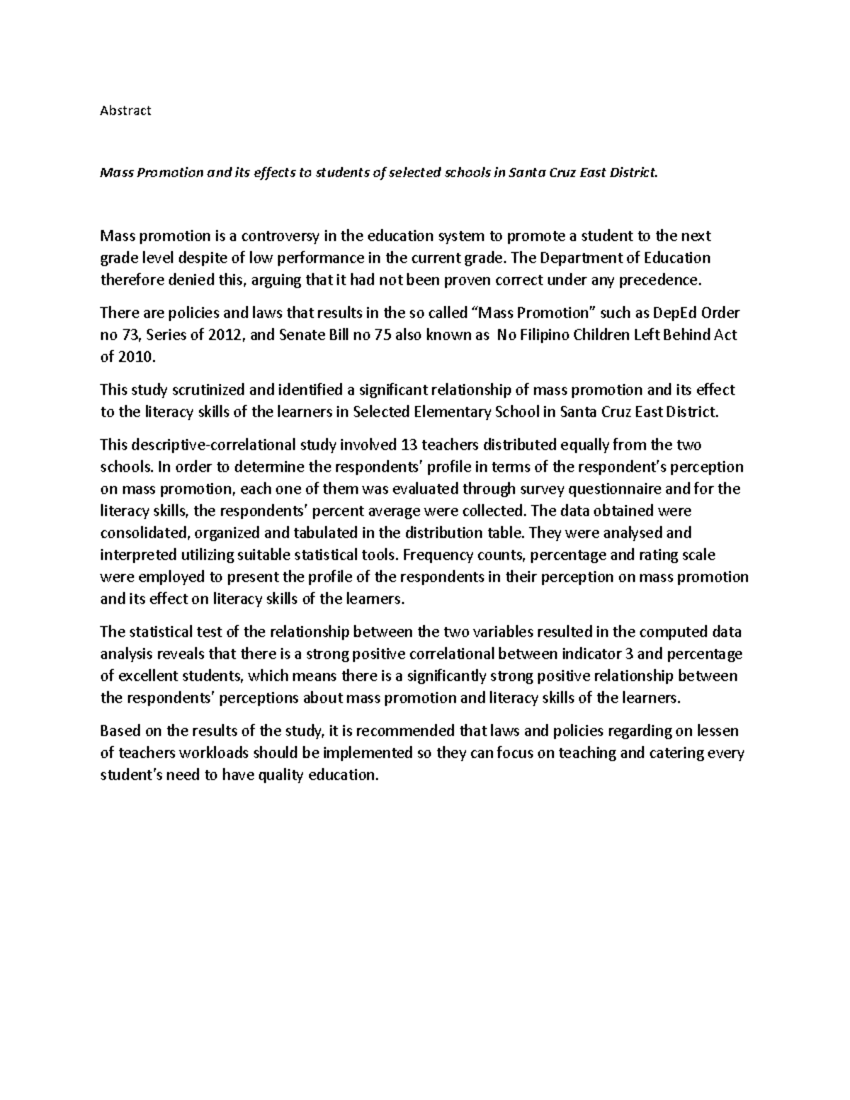 Abstract - Effects of Mass Promotion on Student Literacy Skills in ...