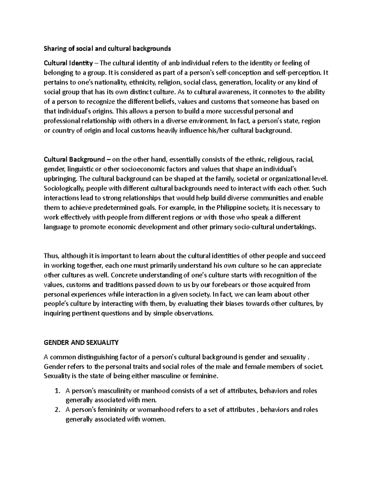 Cultural Identity and Backgrounds: Understanding Diversity and ...