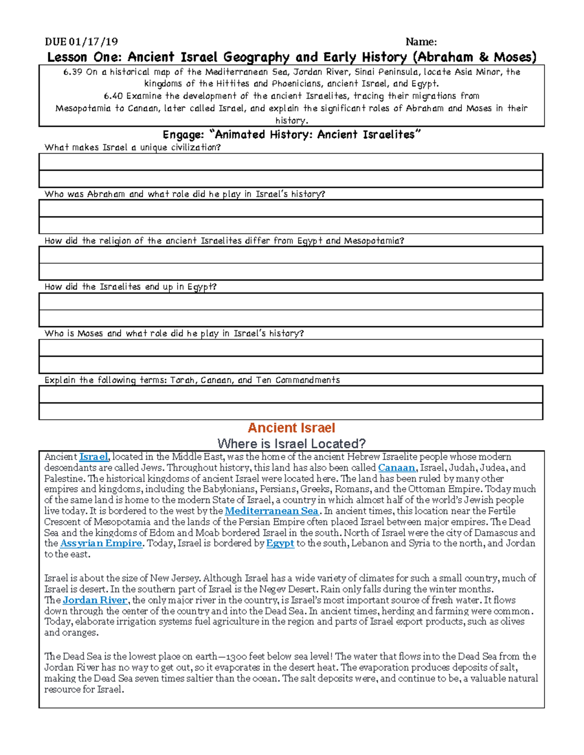 Lesson One: Geography and History of Ancient Israel (ISRA 101) - Studocu
