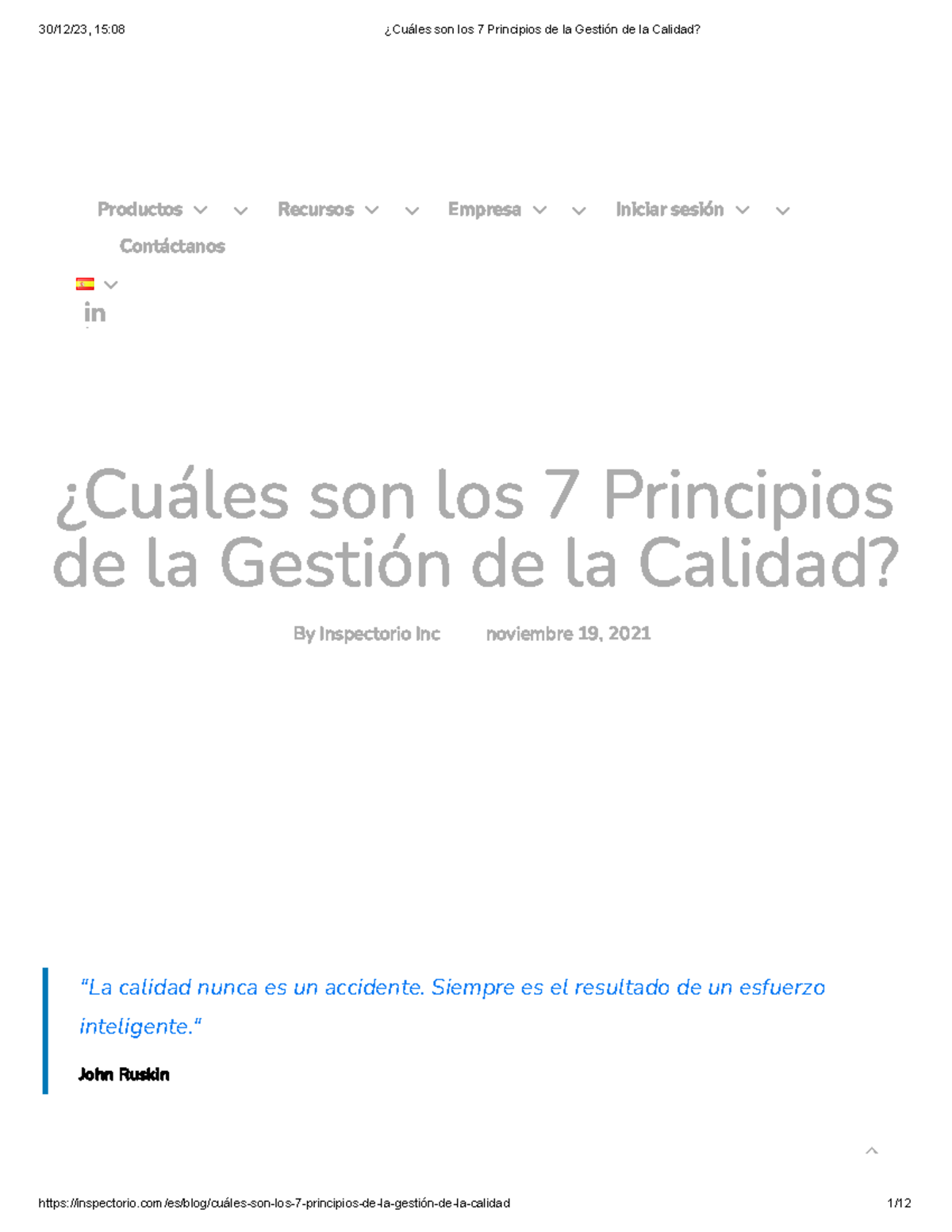 7 Principios de Gestión de la Calidad: Estrategias Esenciales - Studocu