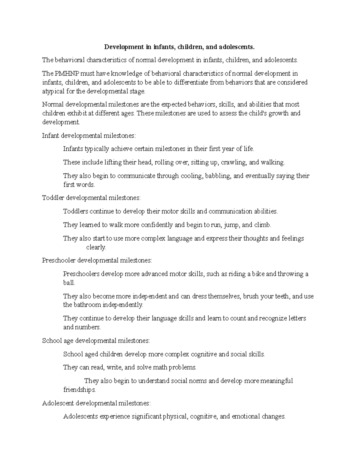 674 Final Exam Review: Development in Infants, Children, and ...