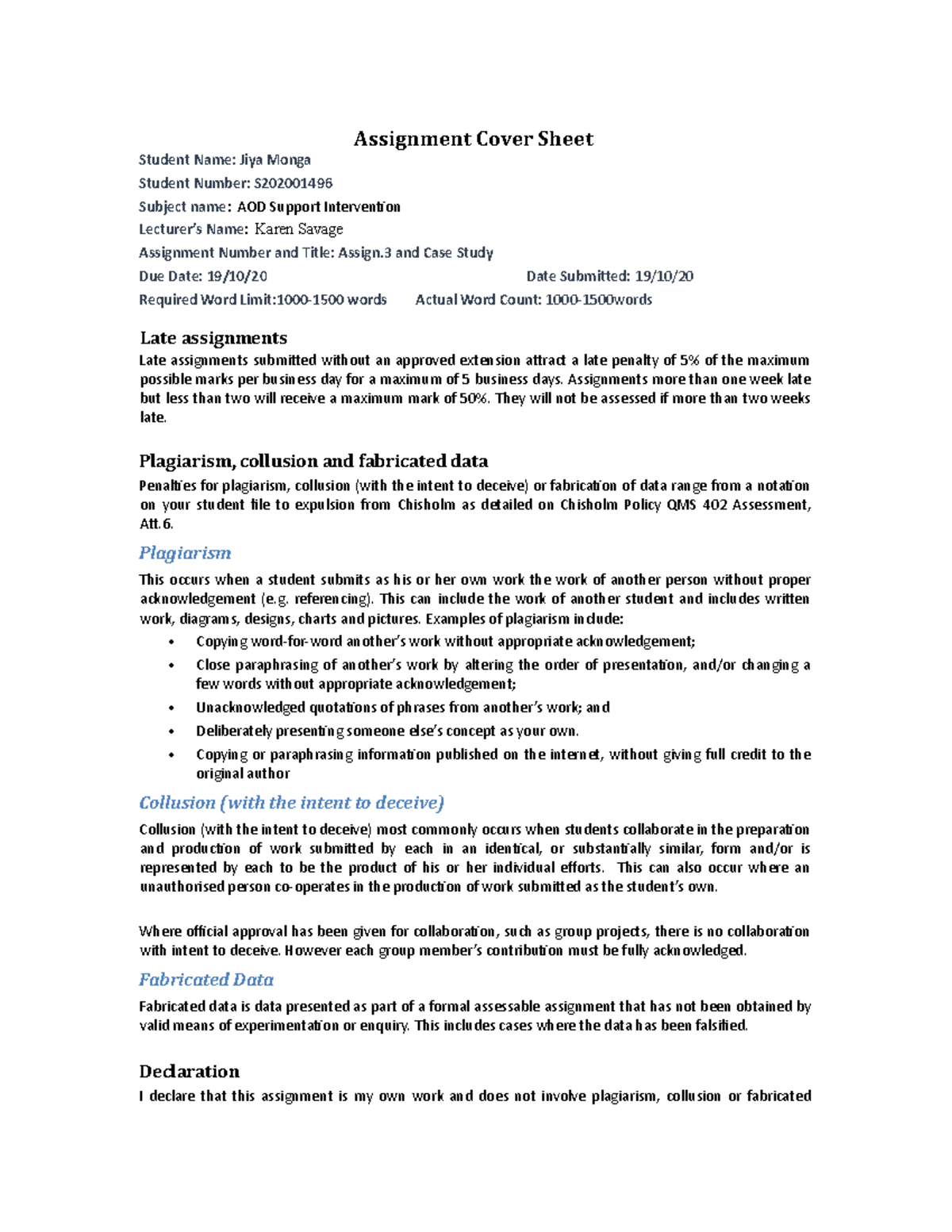 Case Study AOD - Insights and Treatment Planning Notes - Studocu