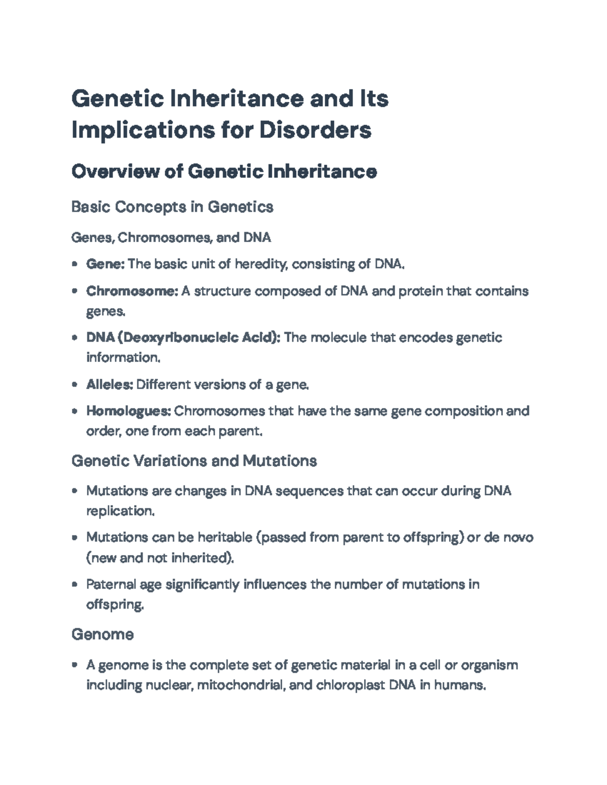 Genetic Inheritance and Disorders: Understanding Mendel's Laws and ...