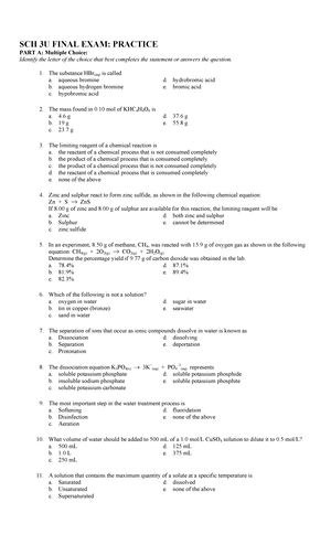 Chemistry - Grade: 11 - High School - Canada - Studocu