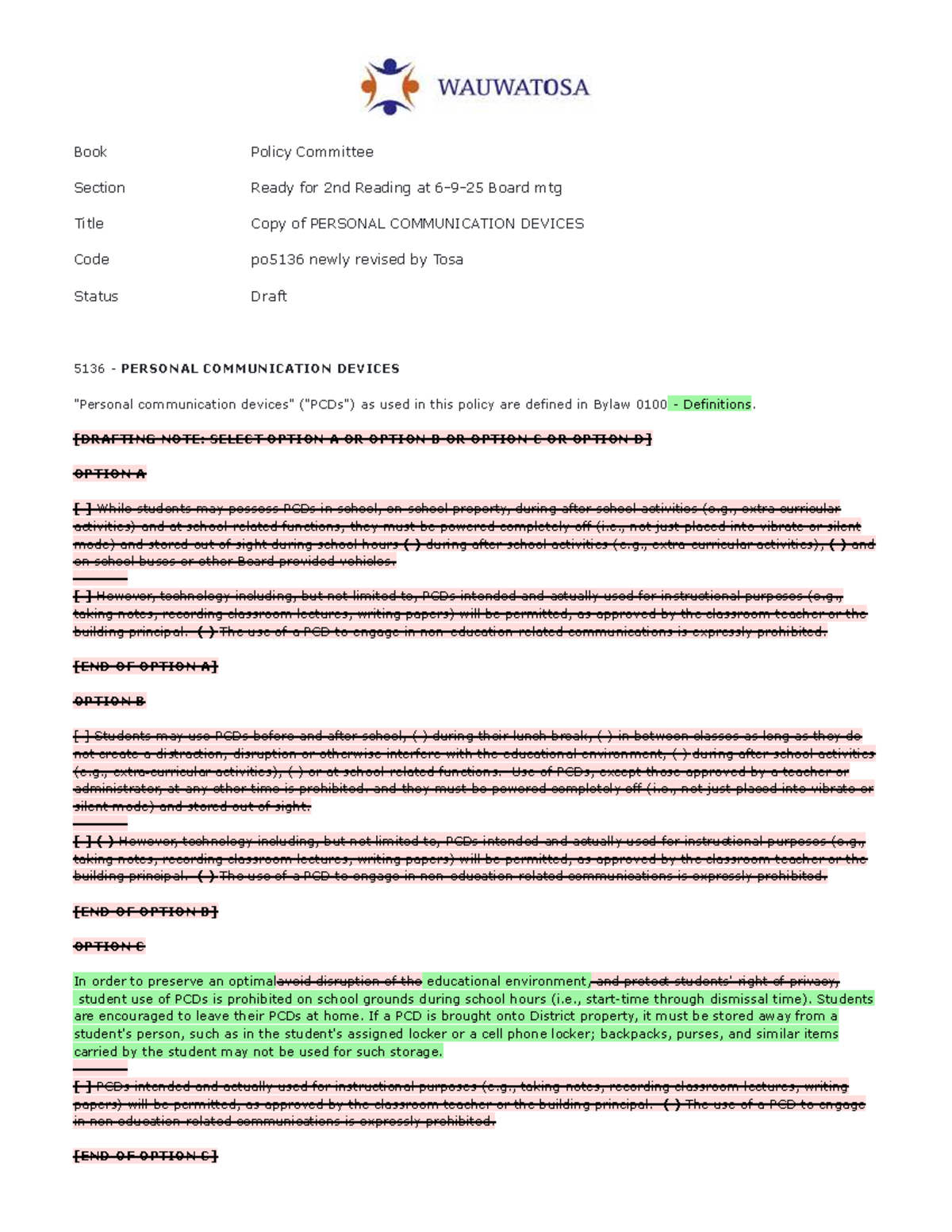 Policy 5136 - Personal Communication Devices Guidelines for Students ...