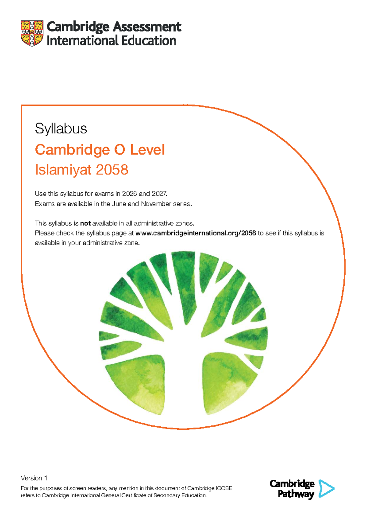 Cambridge O Level Islamiyat 2058 Syllabus for 2026-2027 Exams - Studocu