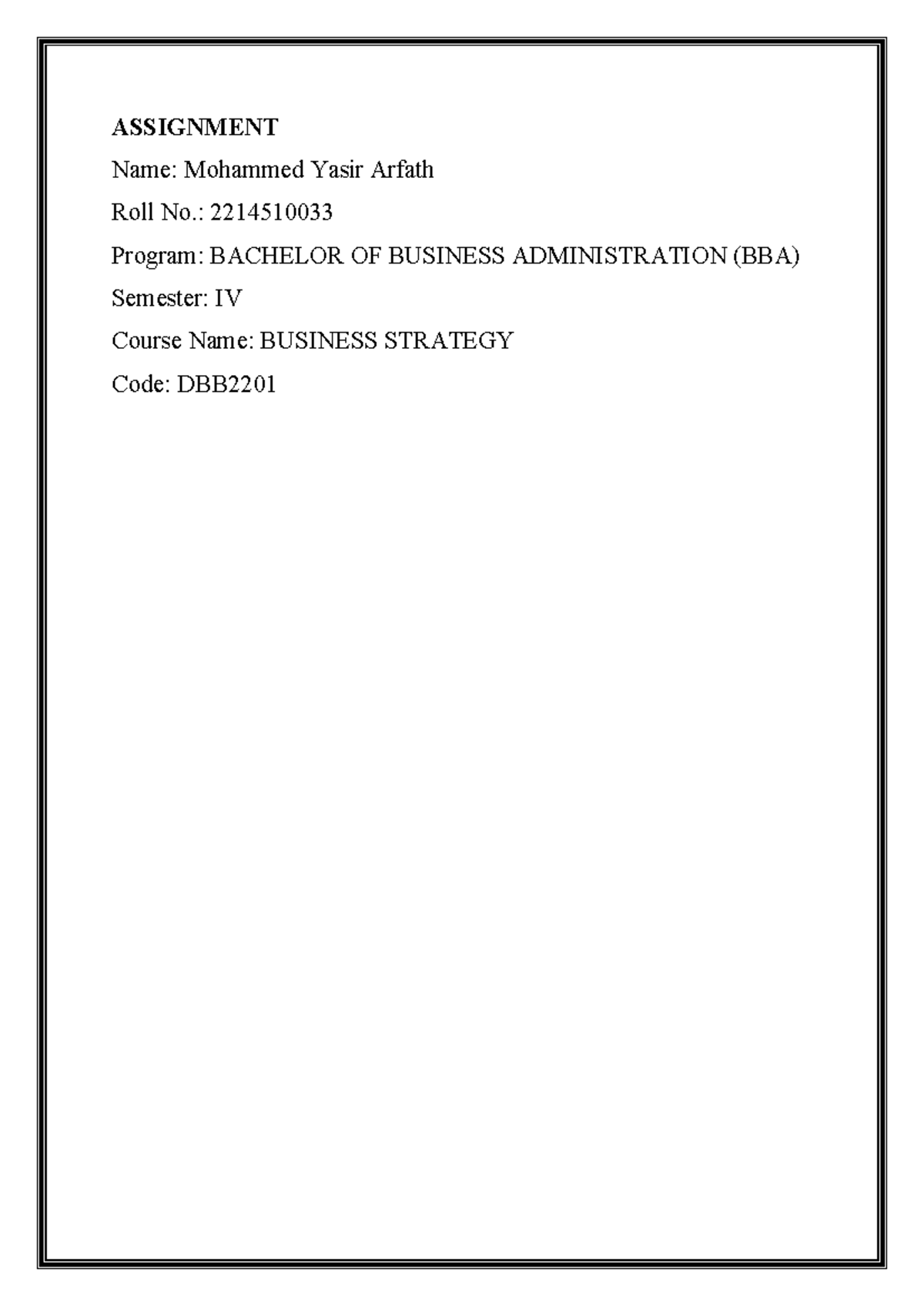 Business Strategy Assignment (DBB220 1) – Strategic Management Insights ...