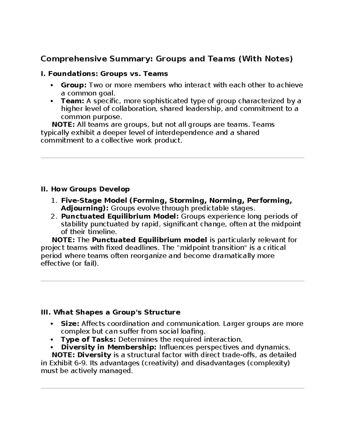 Comprehensive Summary: Groups & Teams (Course Code) - Studocu