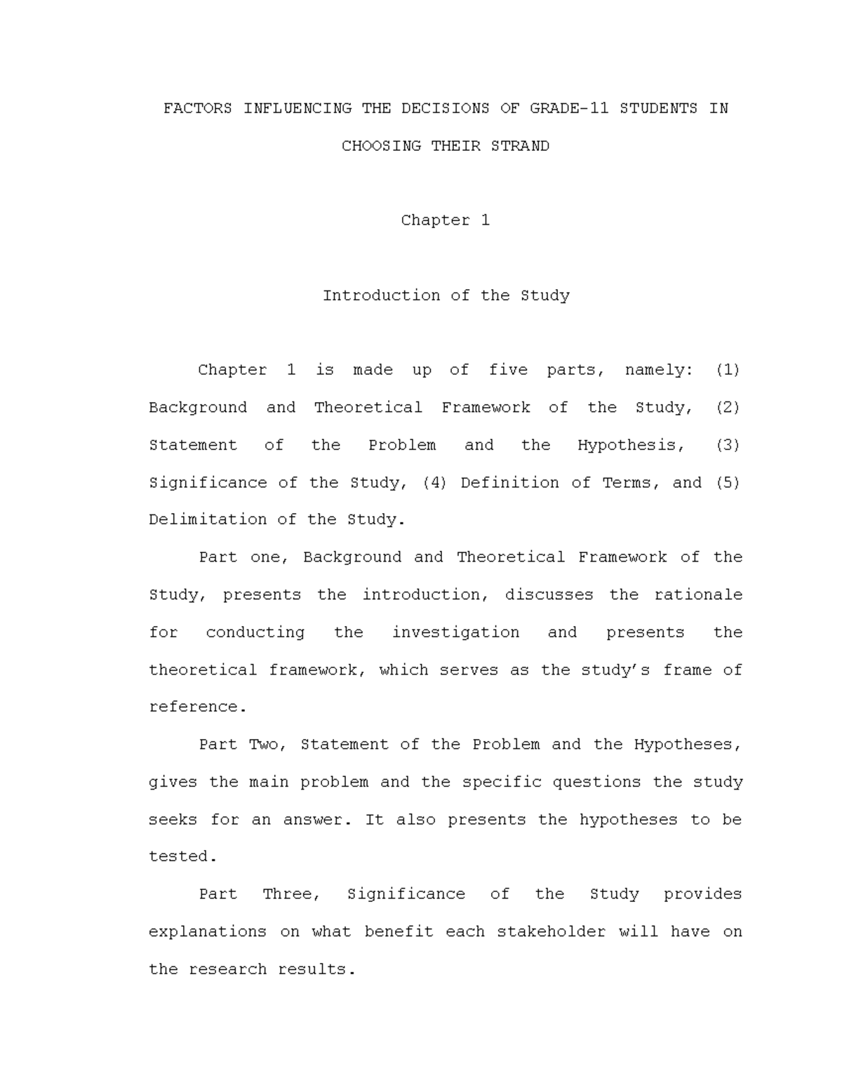 Factors Affecting Grade-11 Students' Strand Choices: Insights ...