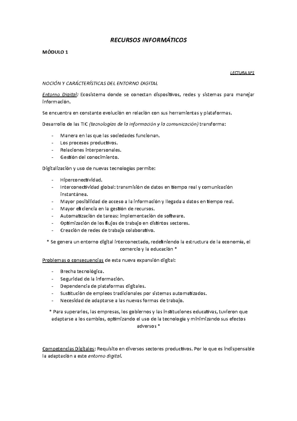 Recursos Informáticos M1: Noción y Características del Entorno Digital ...