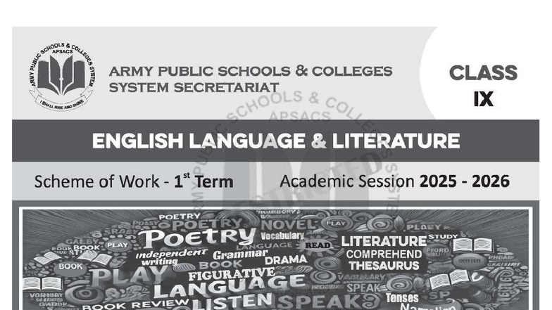 Class IX English Language & Literature SOW Summary - First Term - Studocu