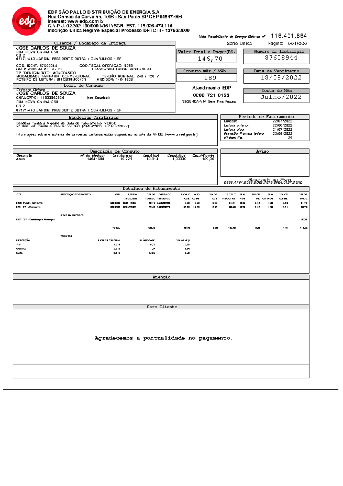 256006882298 - Xswwthjj - CCI DESCRIÇÃO DO PRODUTO QTD TARIFA VALOR ...