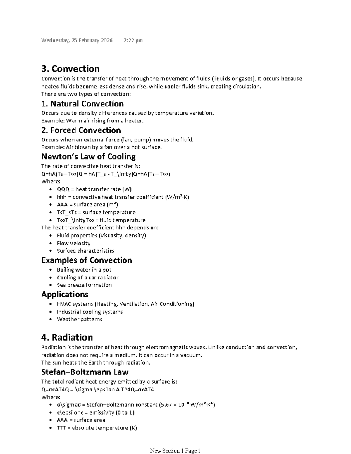 Heat Transfer Summary: Convection & Radiation Concepts - Studocu