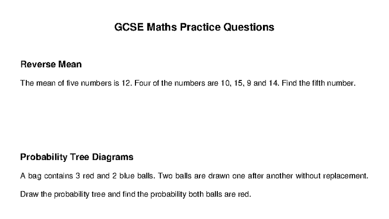 GCSE Maths Revision Questions: Practice & Problem Solving - Studocu