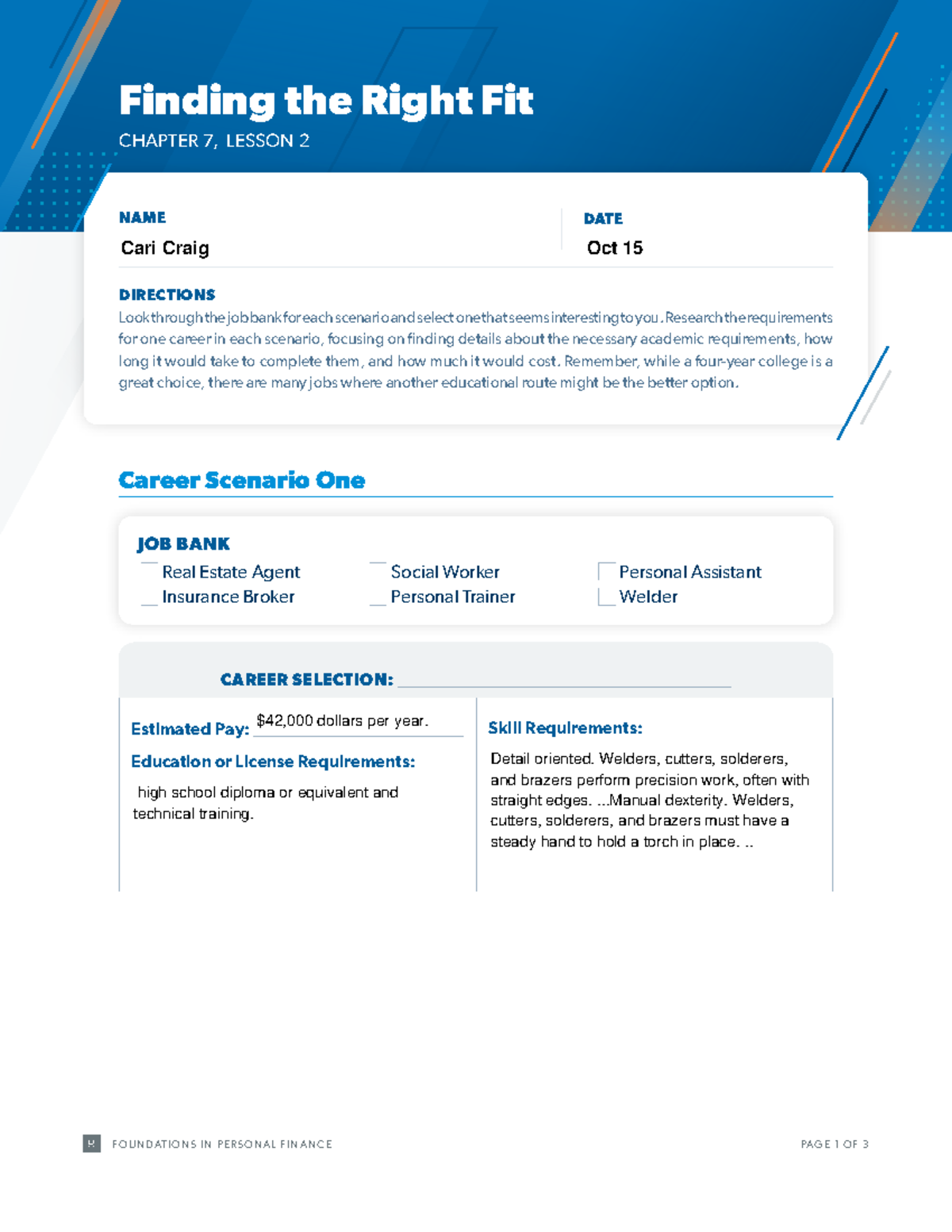 Ch 7 Lesson 2 - Exploring Career Paths in Personal Finance - Studocu