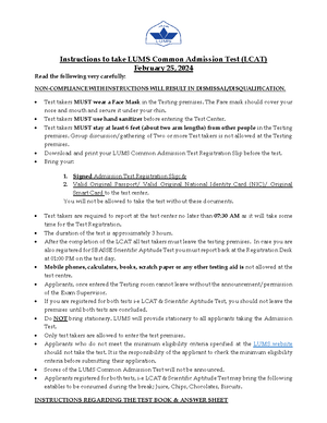 Sample lcat questions 2024 - LUMS Common Admission Test Sample ...